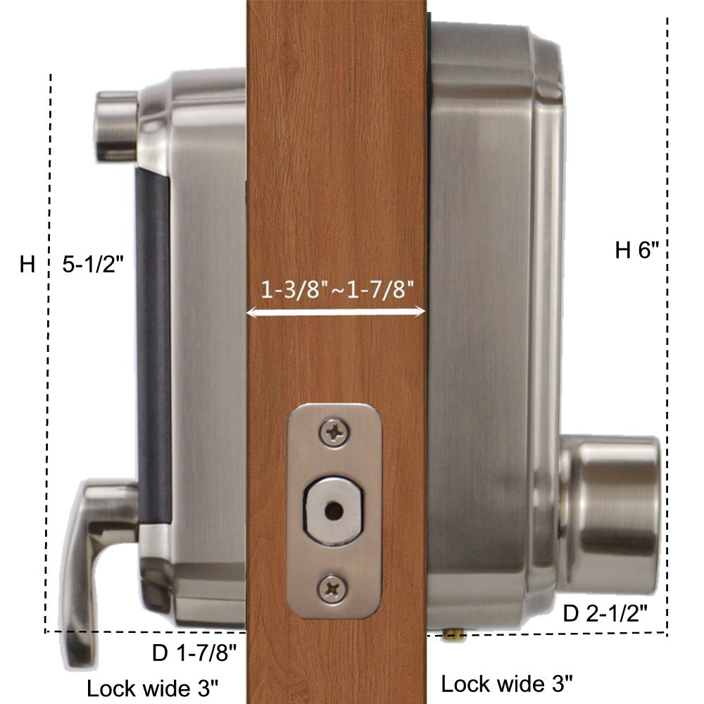 D6 Fingerprint Touchscreen Key Fob Deadbolt with OLED Display in Satin ...