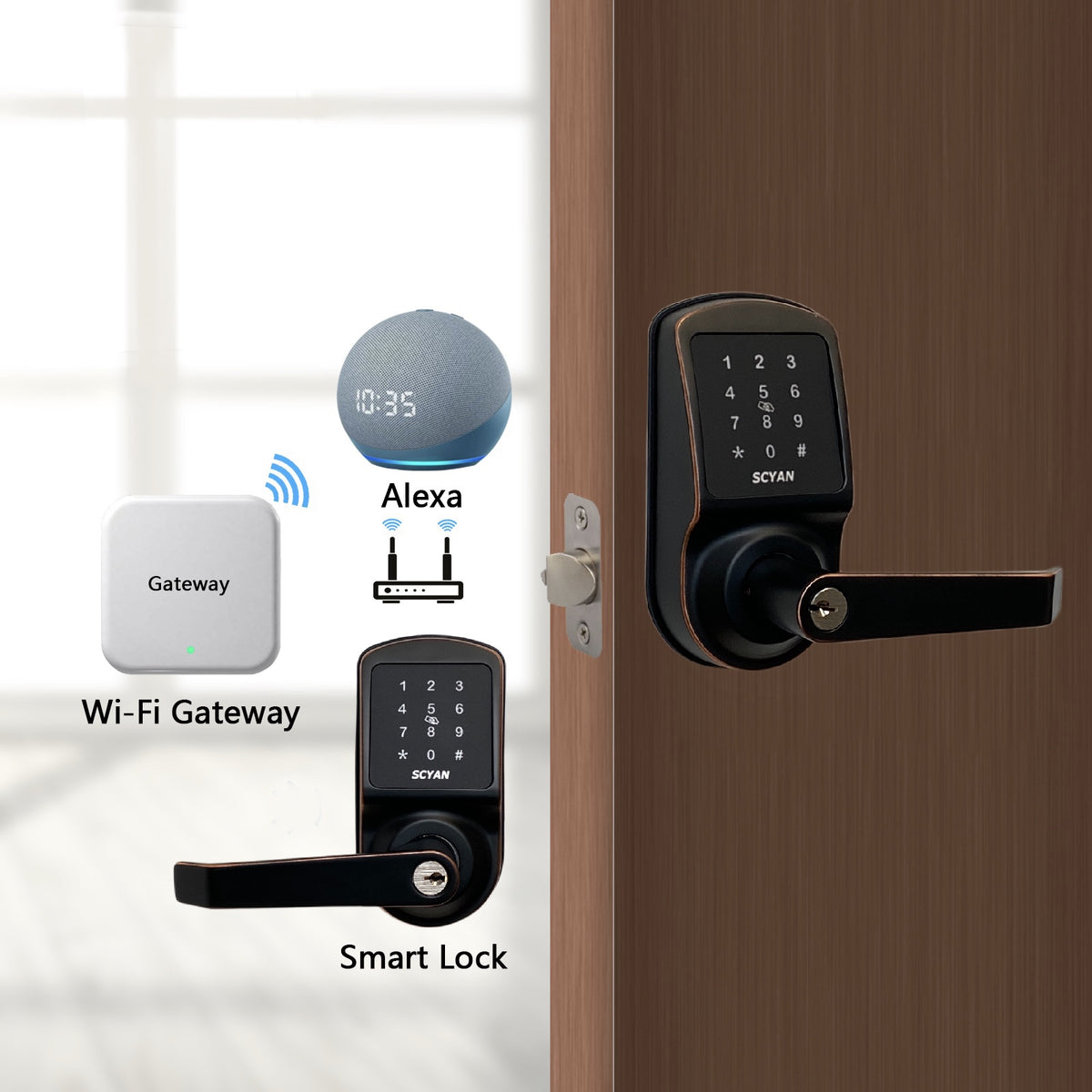 Smart door Lock, SCYAN X2 with Touchscreen Keypad Access, Auto Lock, f ...