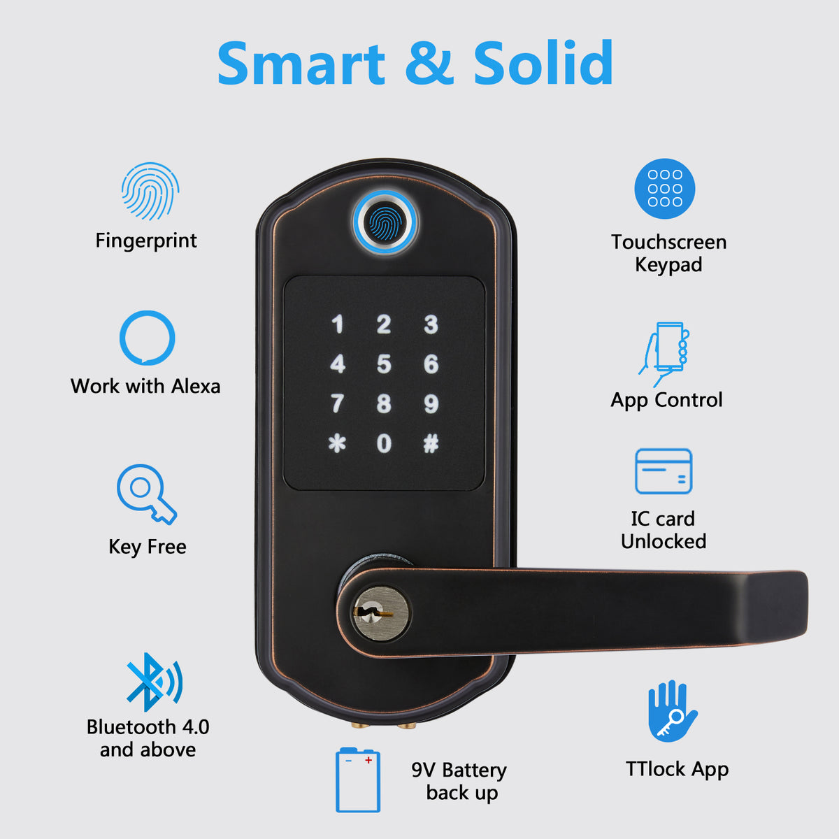 X10 Bluetooth Enabled Fingerprint Touchscreen Key Fob Door Lock Aged B ...